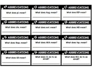 Abbreviation Task Cards - Special Education - Writing - Reading ...