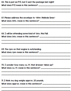 Abbreviation Worksheets - Sentence Practice - Special Education ...