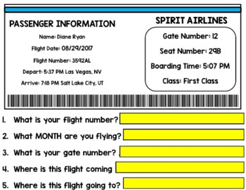 Airport - Travel - Life Skills - Special Education - Boarding Passes ...