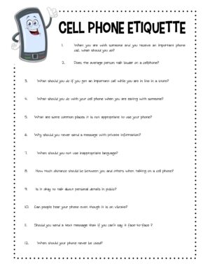 Cell Phone Etiquette Worksheet Packet | Made By Teachers