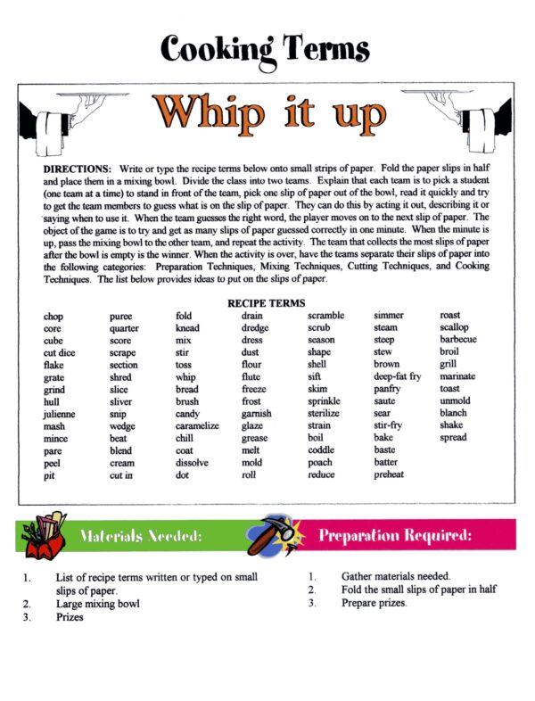 Cooking Terms Game / Activity | Made By Teachers