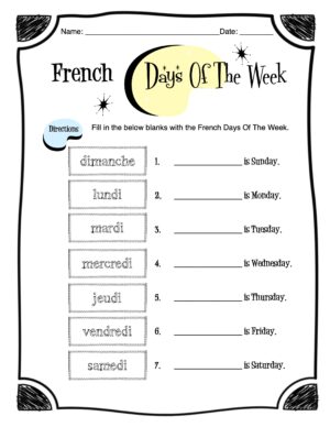 French Days of the Week Worksheet Packet | Made By Teachers