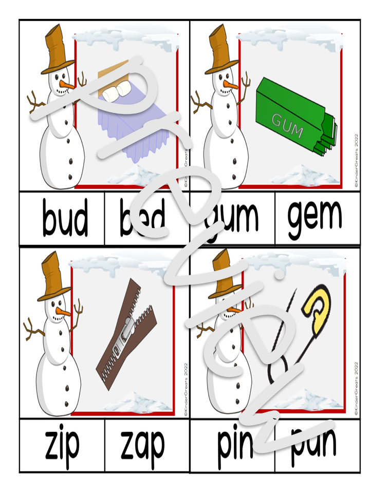 Winter CVC Word Clip Cards | Made By Teachers