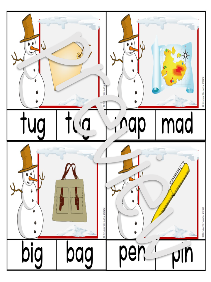 Winter CVC Word Clip Cards | Made By Teachers