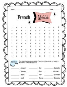 French Months Of The Year Worksheet Packet | Made By Teachers