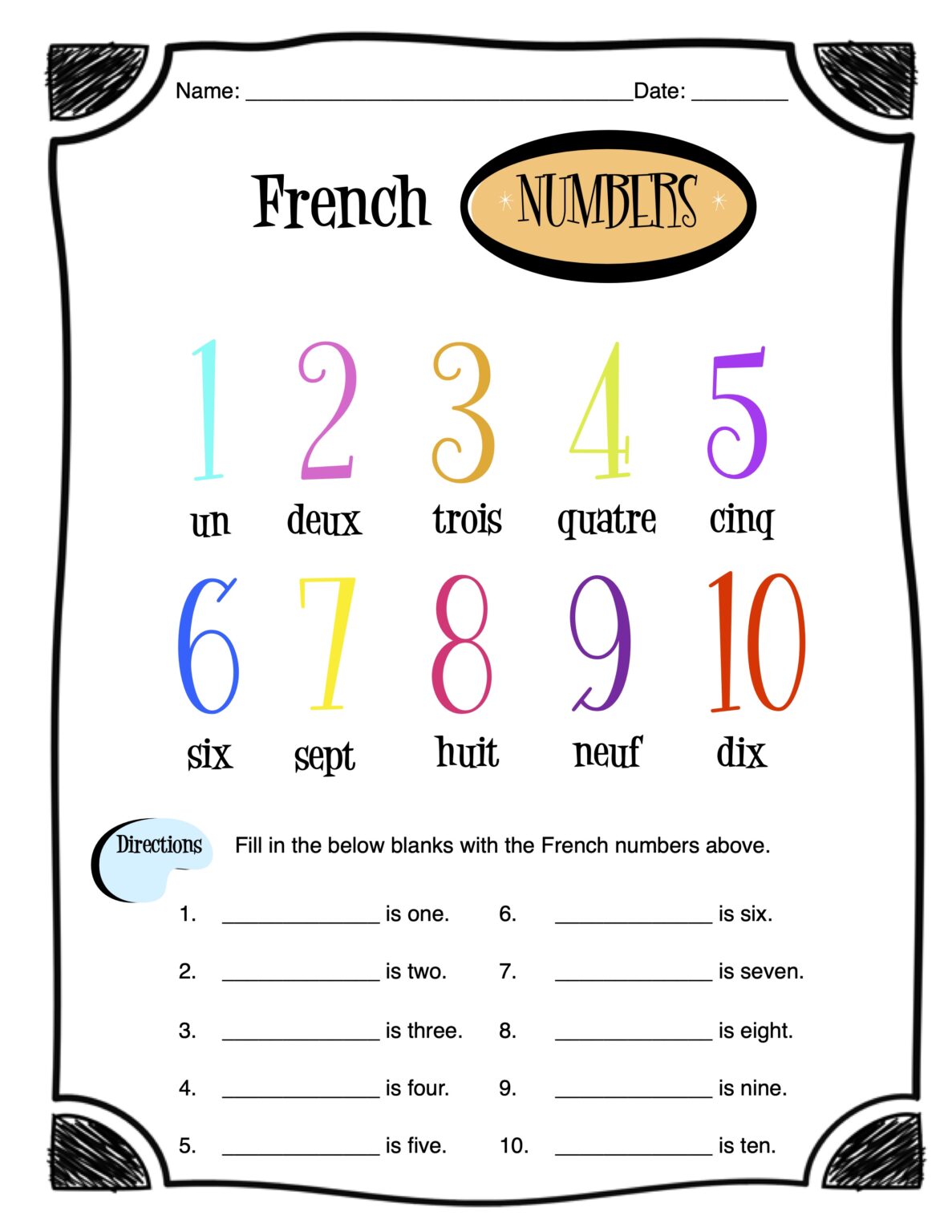 French - 3 Page Worksheet Packet | Made By Teachers