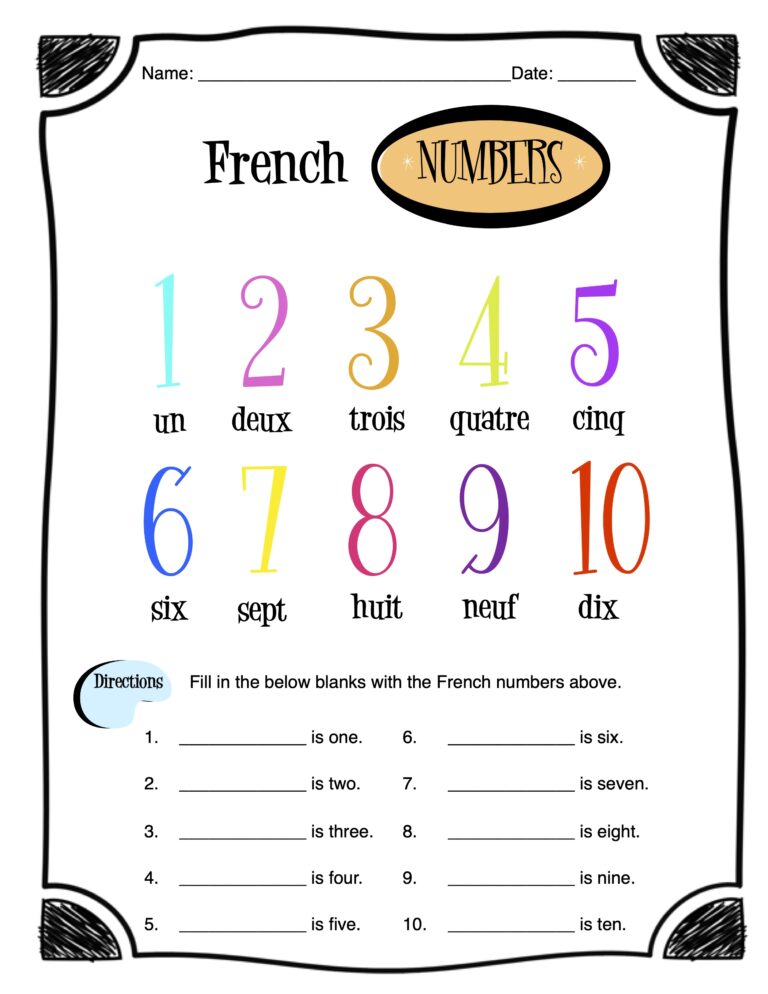 French - 3 Page Worksheet Packet | Made By Teachers