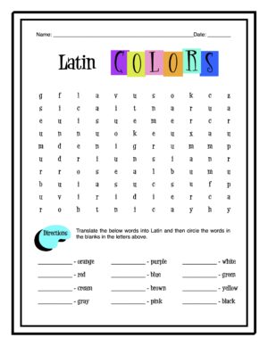 Latin Colors Worksheet Packet - Made By Teachers