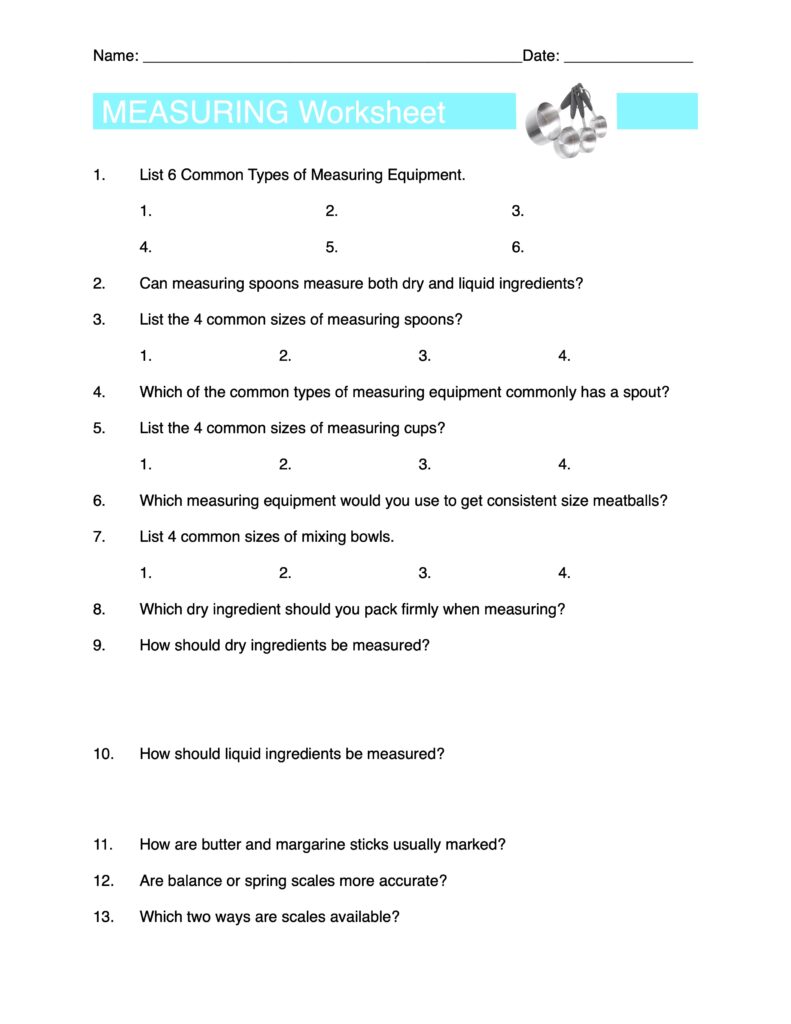 Measuring Content Sheet, Worksheet And Answer Key | Made By Teachers