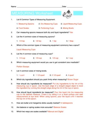 Measuring Content Sheet, Worksheet And Answer Key | Made By Teachers