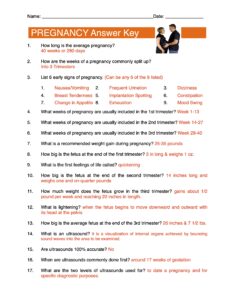 Pregnancy Content Sheet, Worksheet And Answer Key | Made By Teachers