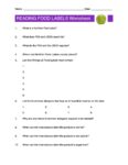 Reading Food Labels Content Sheet, Worksheet And Answer Key | Made By ...