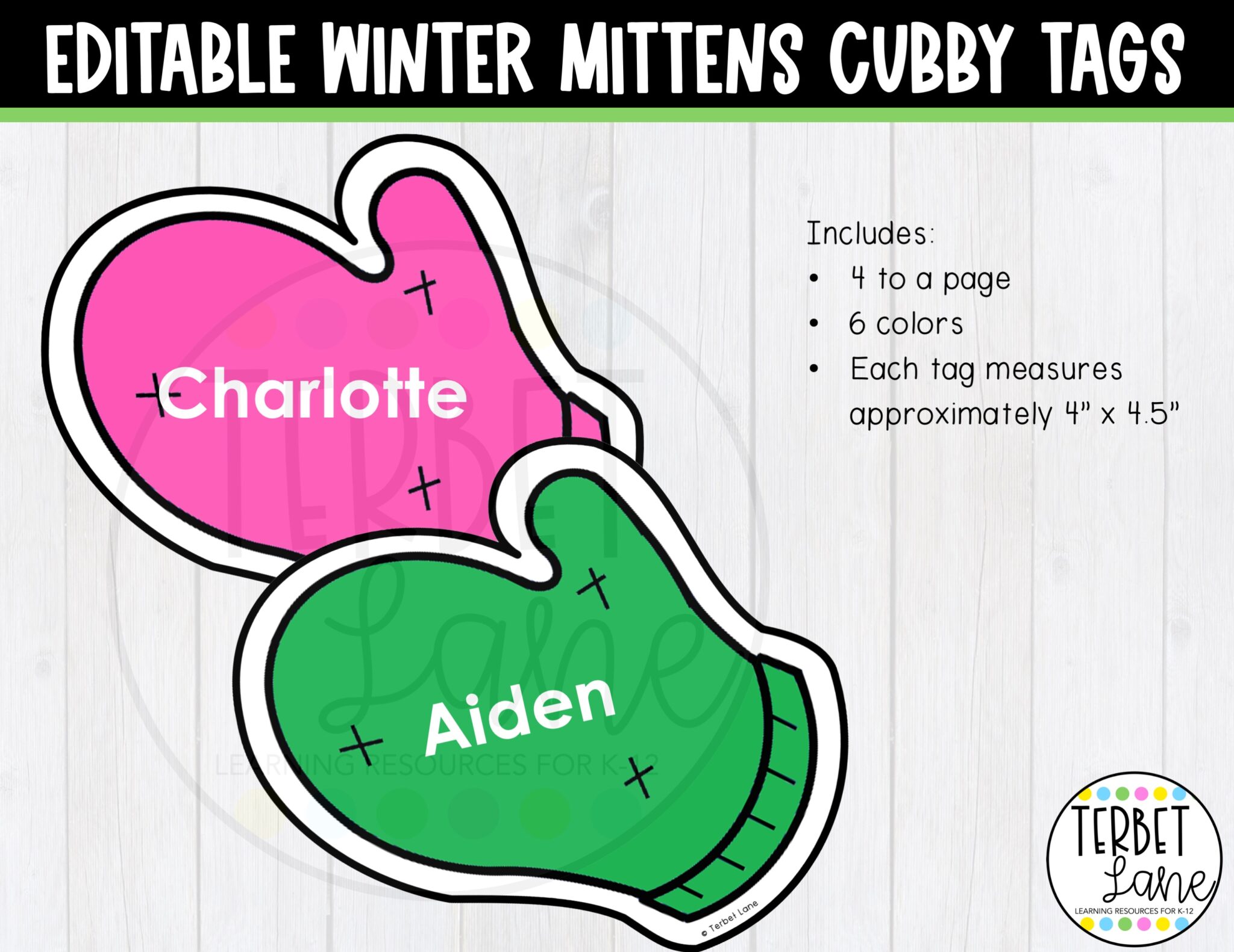 Editable Winter Mittens Cubby Tags | Made By Teachers