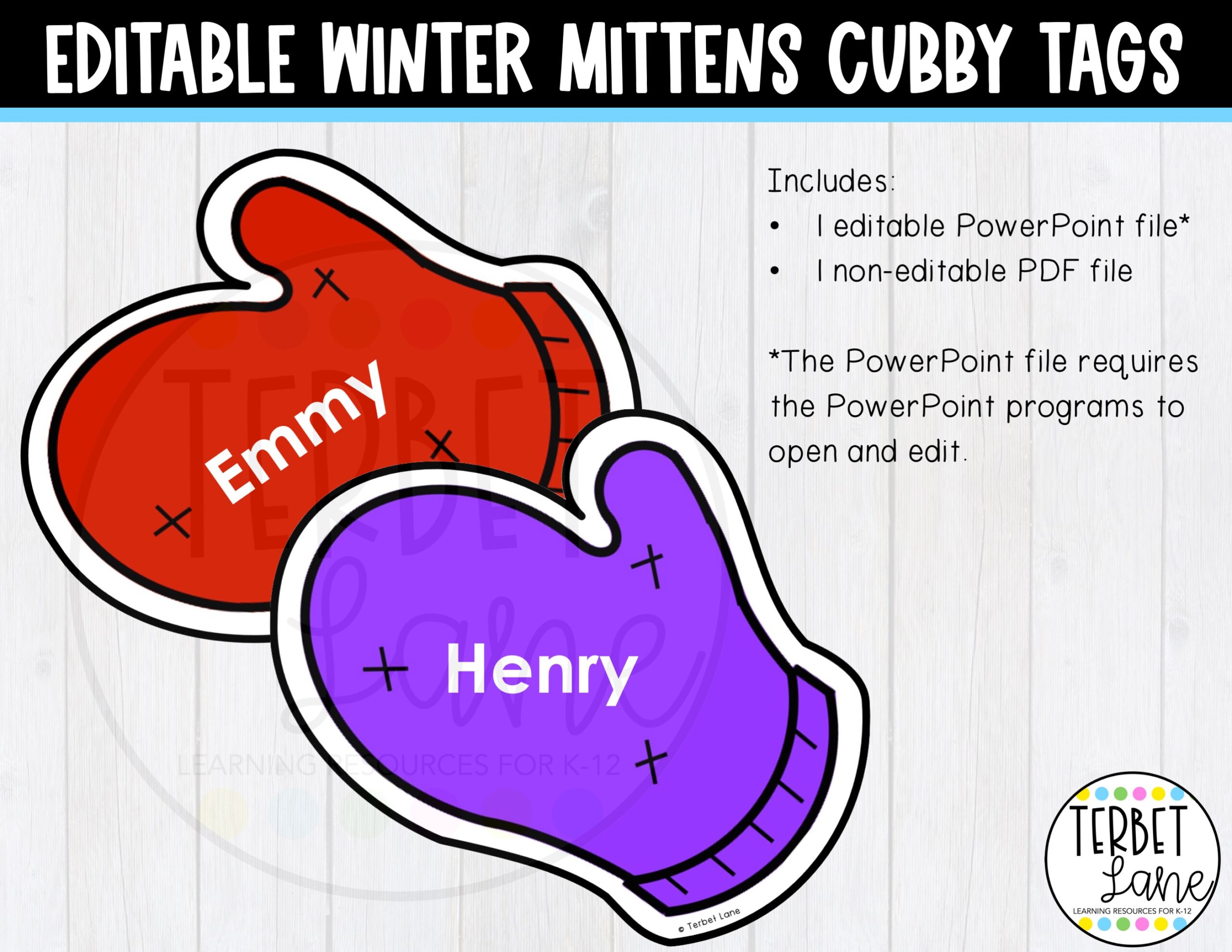 Editable Winter Mittens Cubby Tags | Made By Teachers