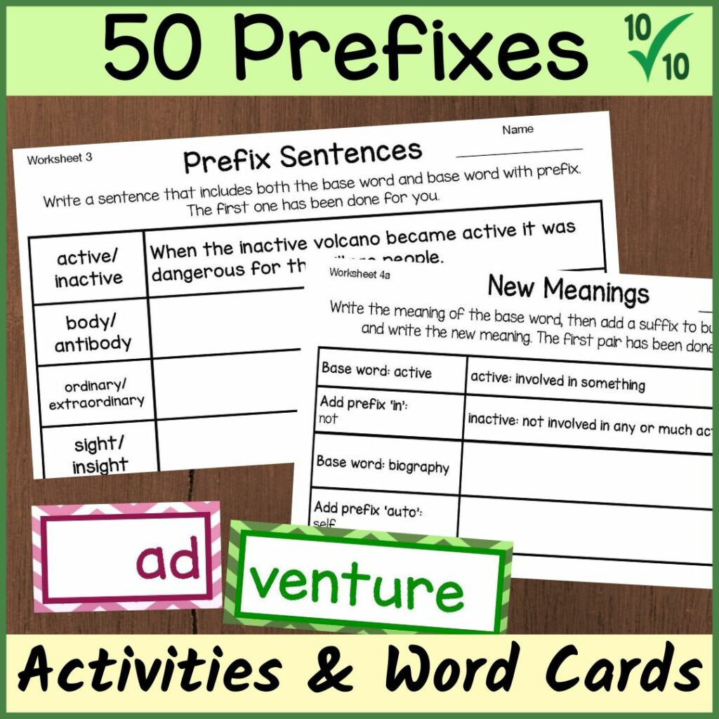 Grammar Skills – Prefix Worksheets and Word Building Cards ...