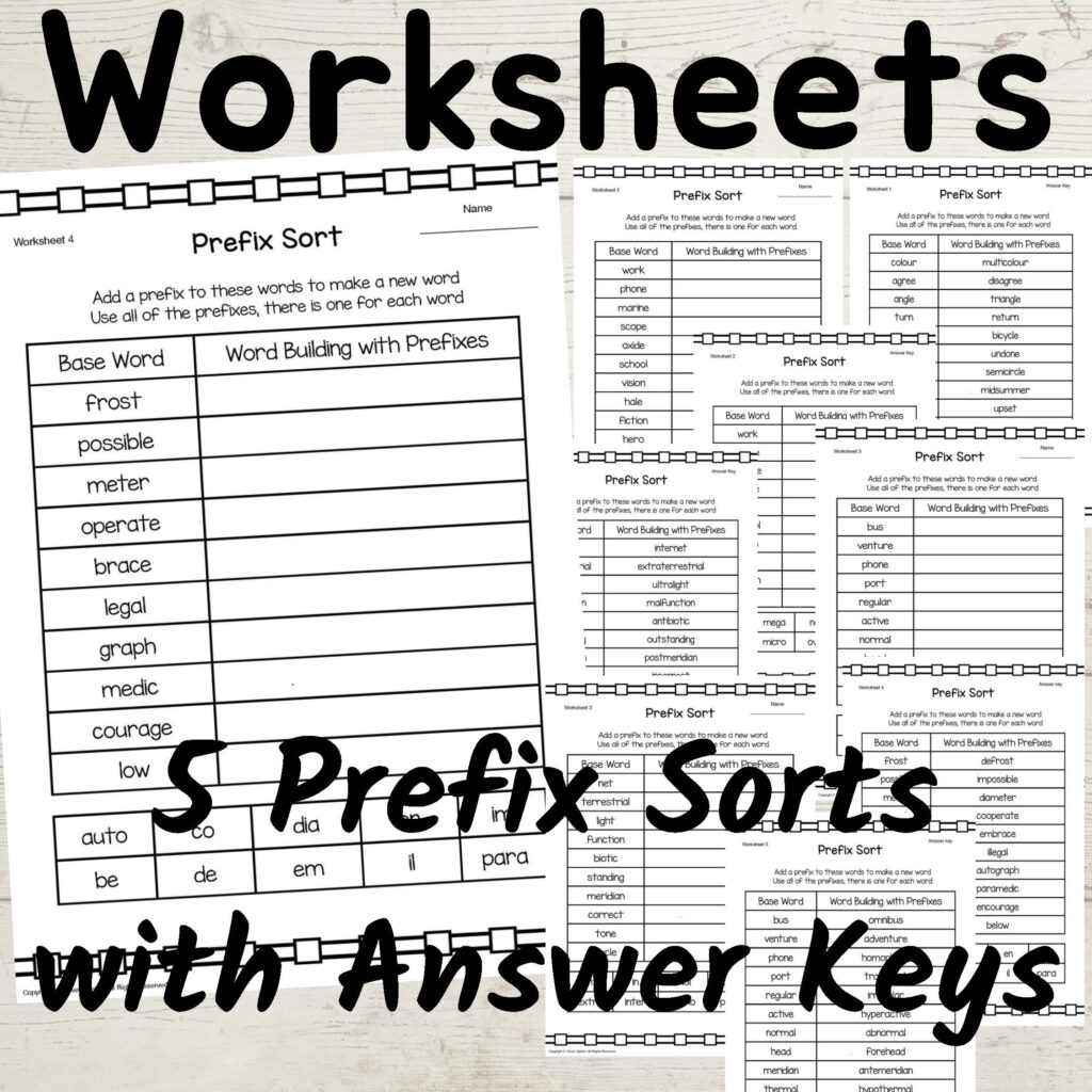 Grammar Skills – Prefix Worksheets and Word Building Cards ...