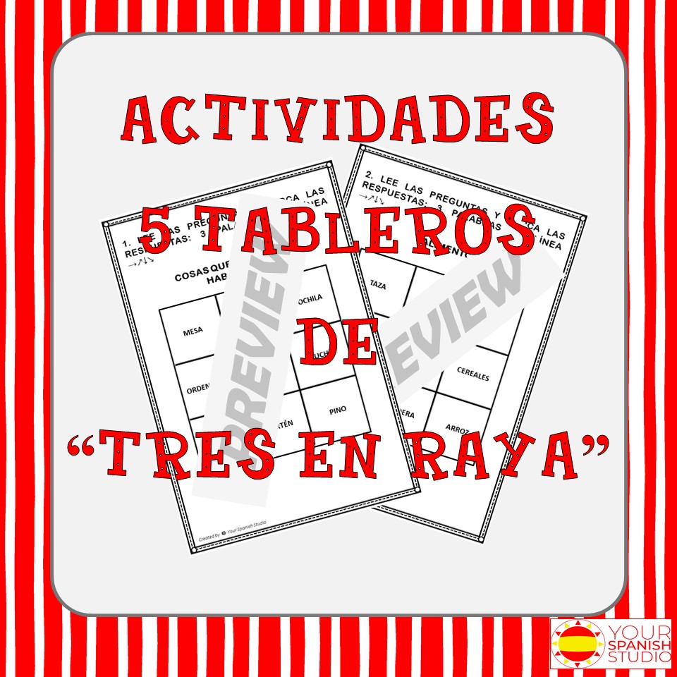 TIC TAC TOE Spanish first words Tres en raya Las primeras 45 palabras ...