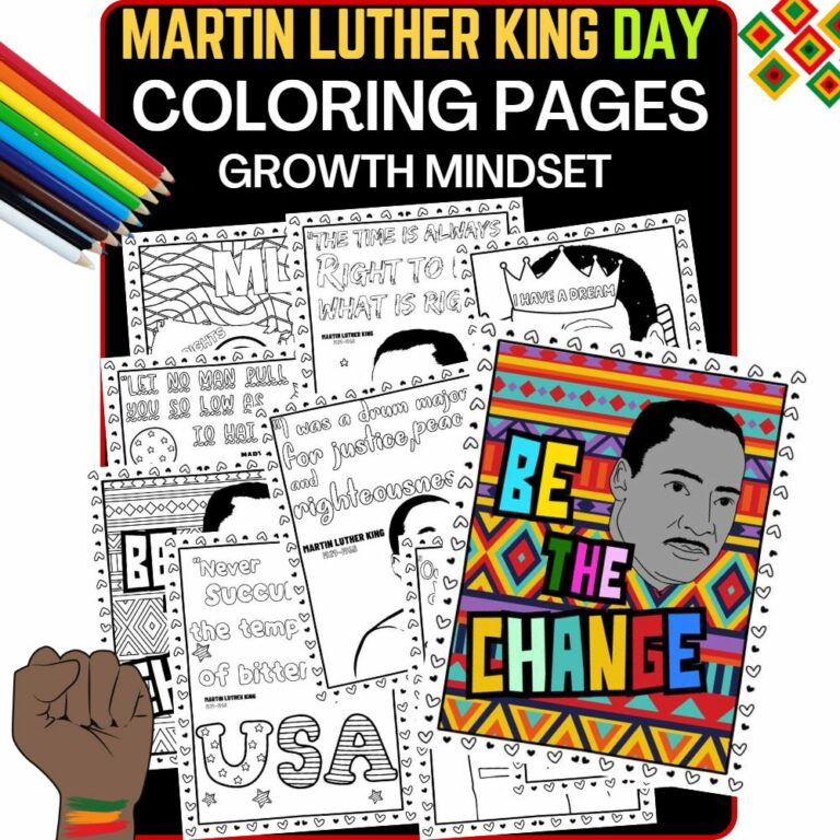 Martin Luther King Day Coloring Posters and Activities Growth Mindset ...