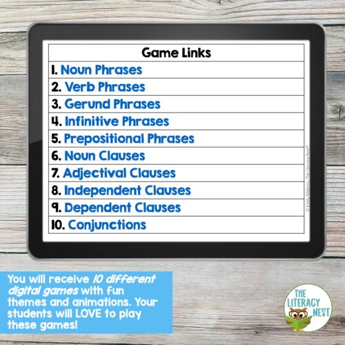 Phrases Clauses and Conjunctions Grammar Games | Made By Teachers