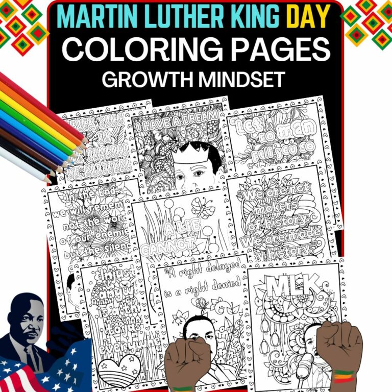 Martin Luther King Day Coloring Pages Mindfulness Growth Mindset | Made ...
