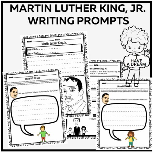 Martin Luther King, Jr. Writing Prompts Black History Month Worksheets ...