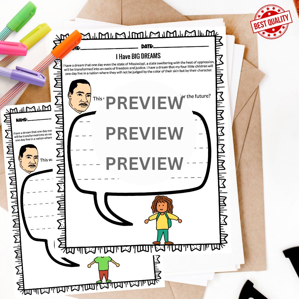 Martin Luther King, Jr. Writing Prompts Black History Month Worksheets ...