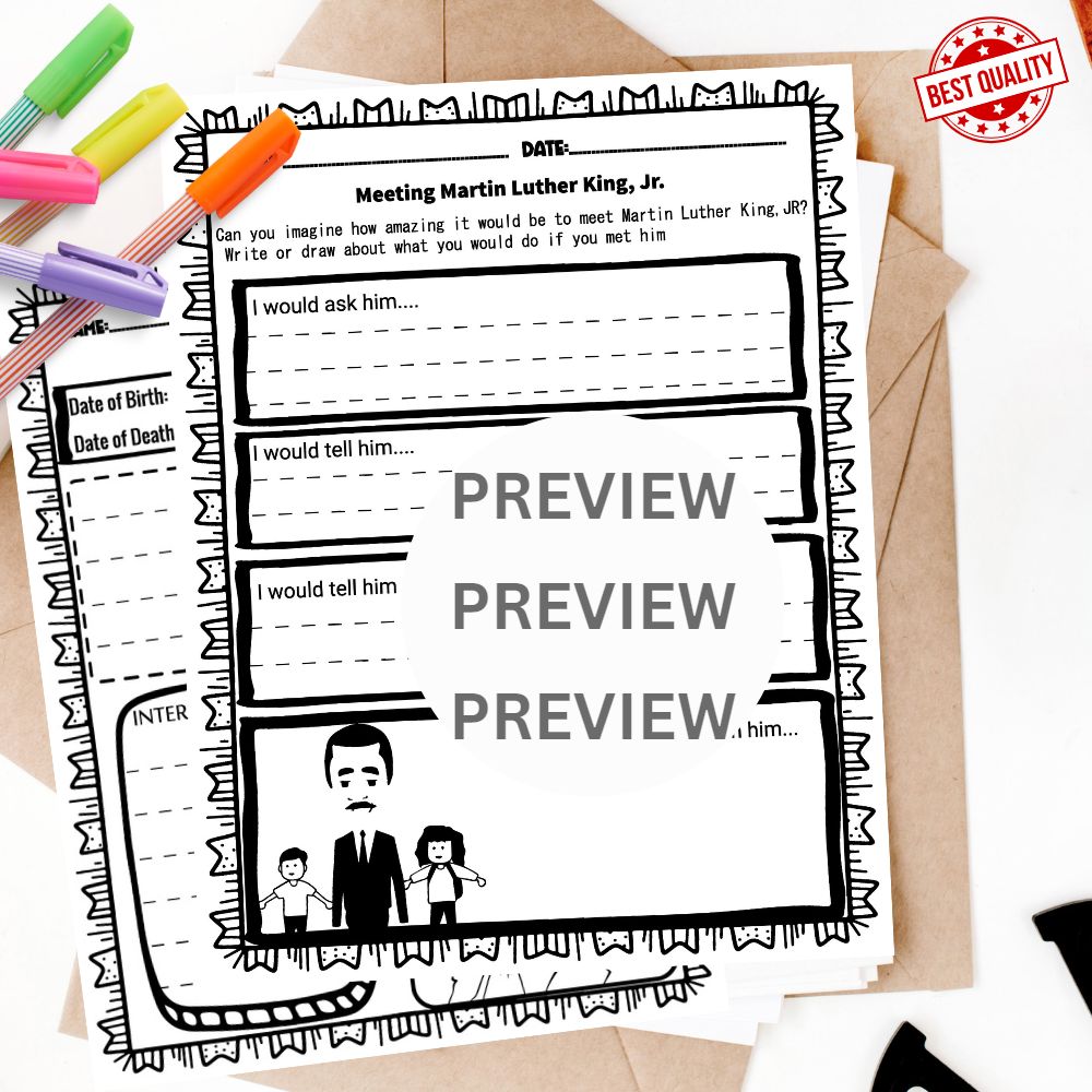 Martin Luther King, Jr. Writing Prompts Black History Month Worksheets ...