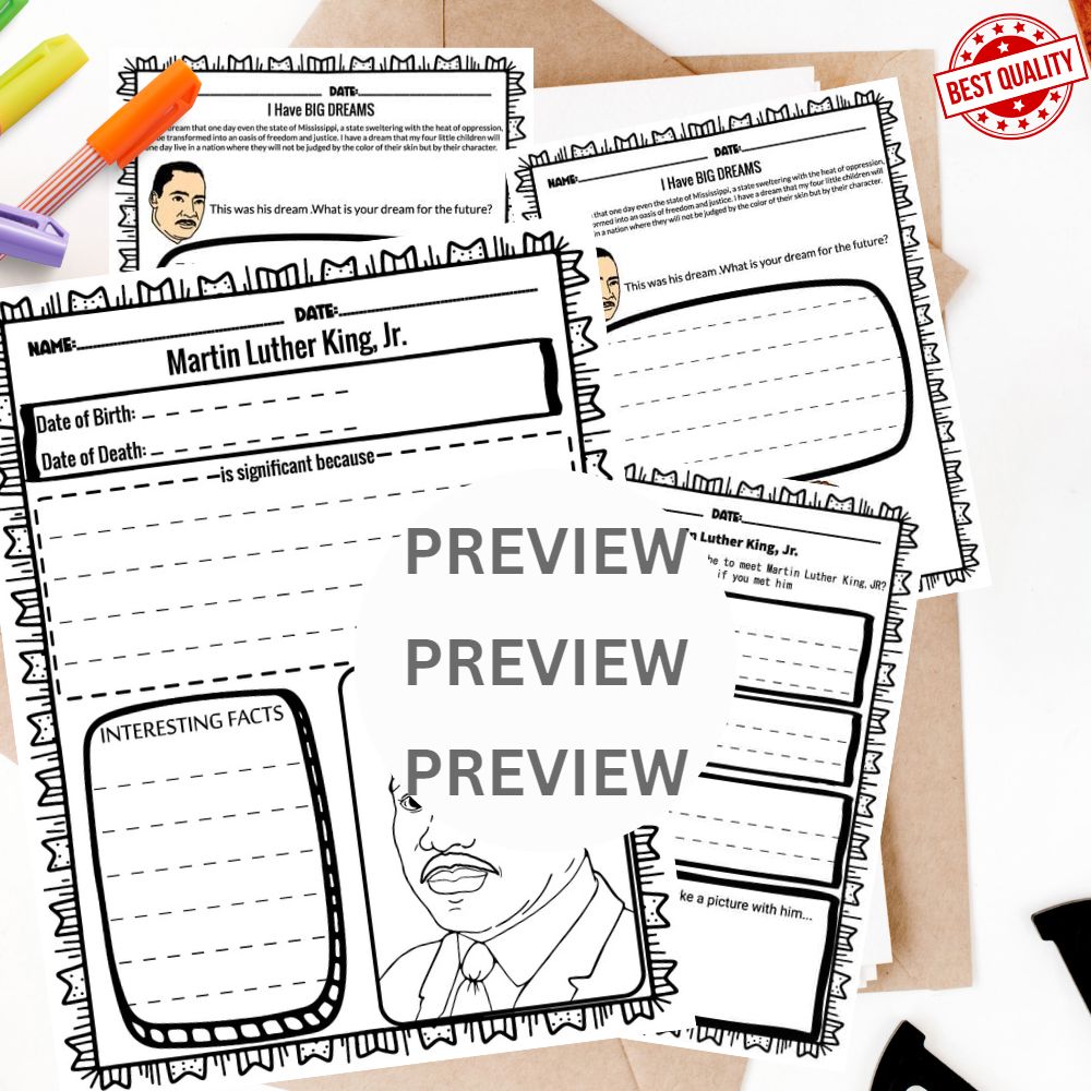 Martin Luther King, Jr. Writing Prompts Black History Month Worksheets ...