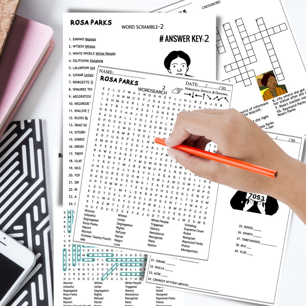 Rosa Parks Games Worksheets Women's History Month Activity | Made By ...