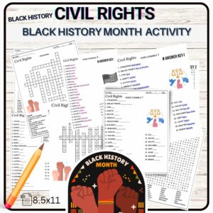 Civil Rights Games Worksheets Black History Month Activity | Made By ...