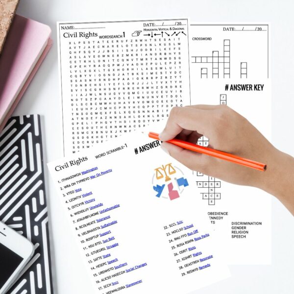 Civil Rights Games Worksheets Black History Month Activity | Made By ...