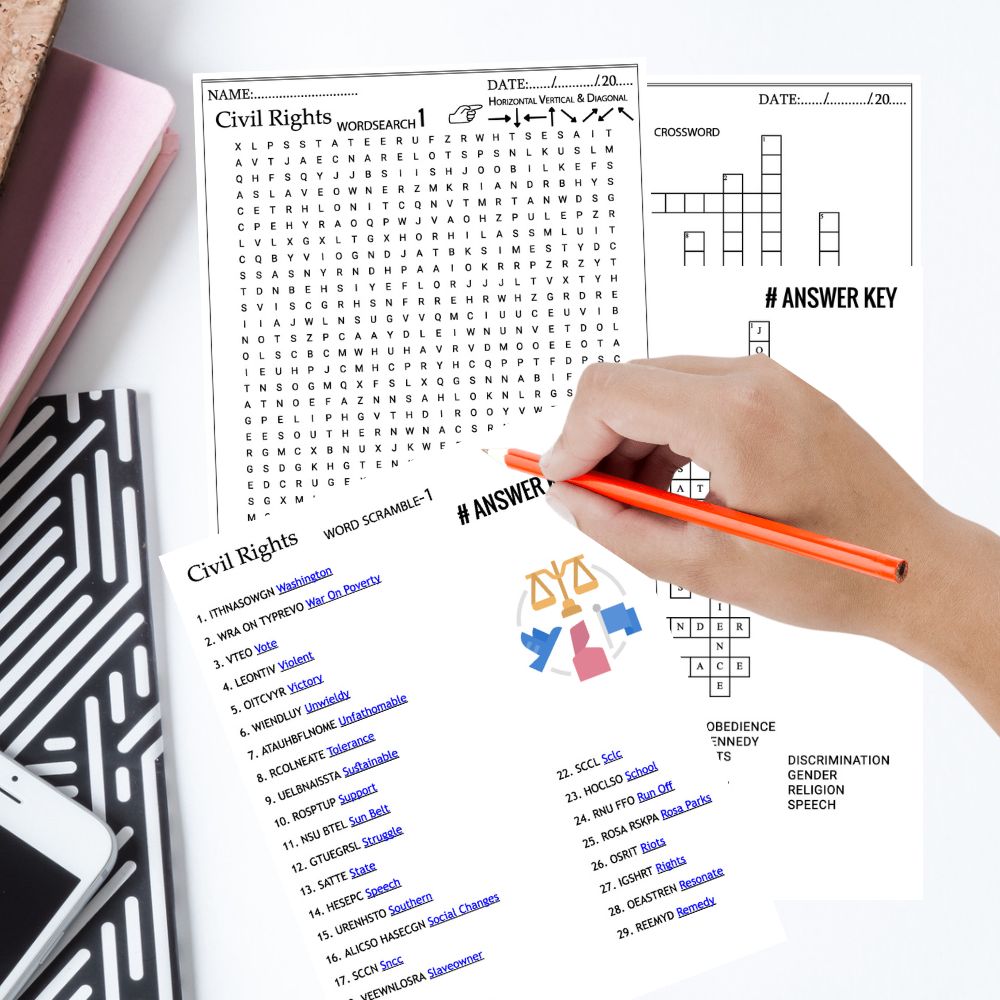 Civil Rights Games Worksheets Black History Month Activity | Made By ...