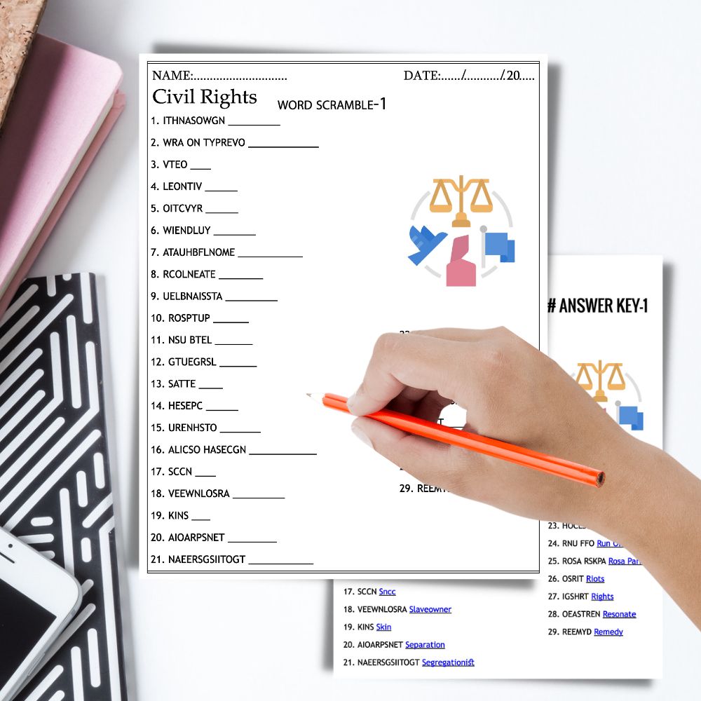 Civil Rights Games Worksheets Black History Month Activity | Made By ...