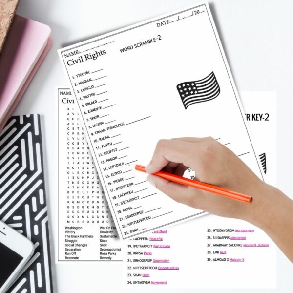 Civil Rights Games Worksheets Black History Month Activity | Made By ...