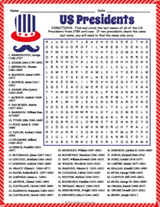 NO PREP US PRESIDENTS DAY Word Search Puzzle Worksheet Activity | Made ...
