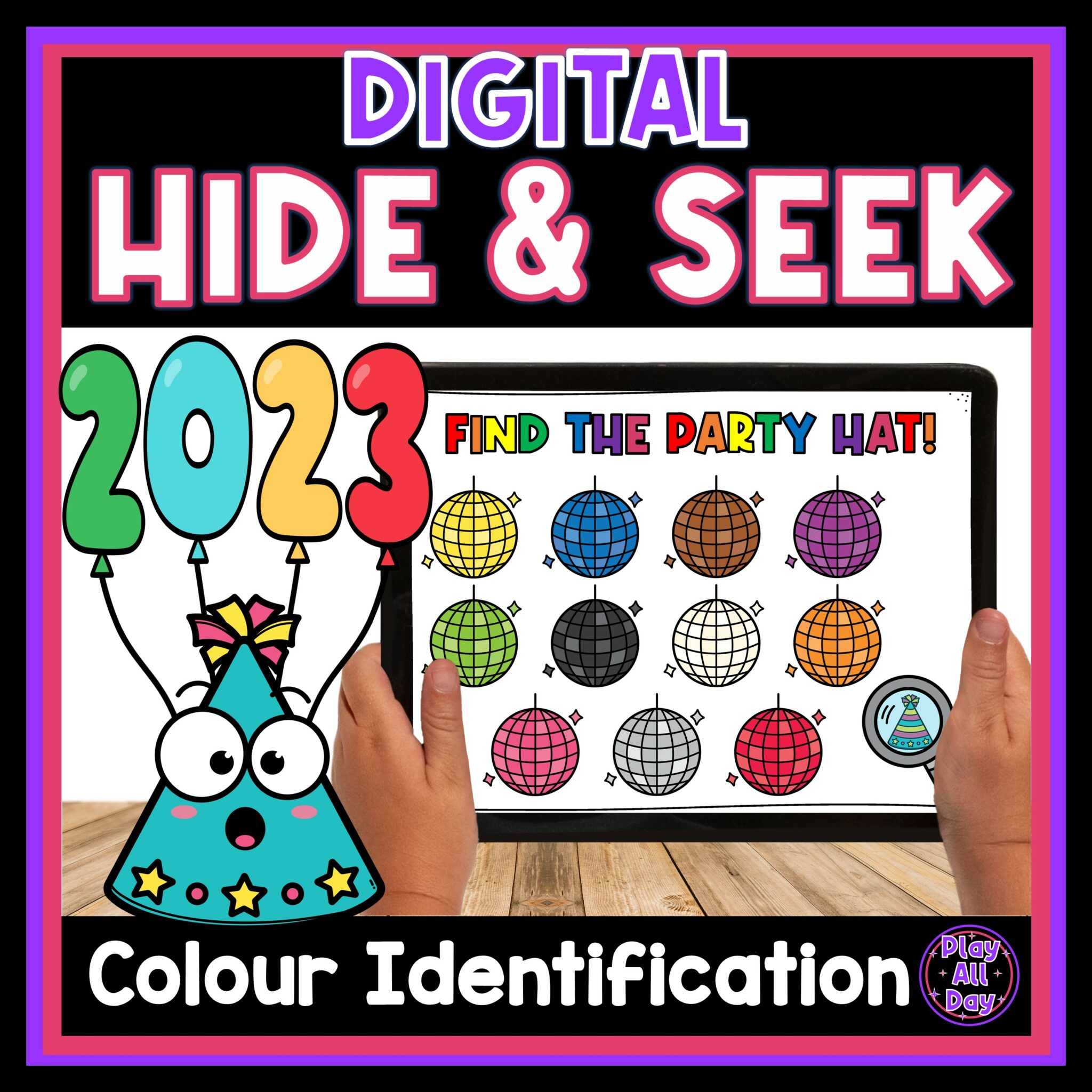 FREE Digital Hide & Seek | Find the Party Hat | New Year Color Review ...
