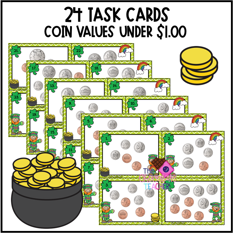Counting Coins - St. Patrick's Day Math - Write the Room | Made By Teachers