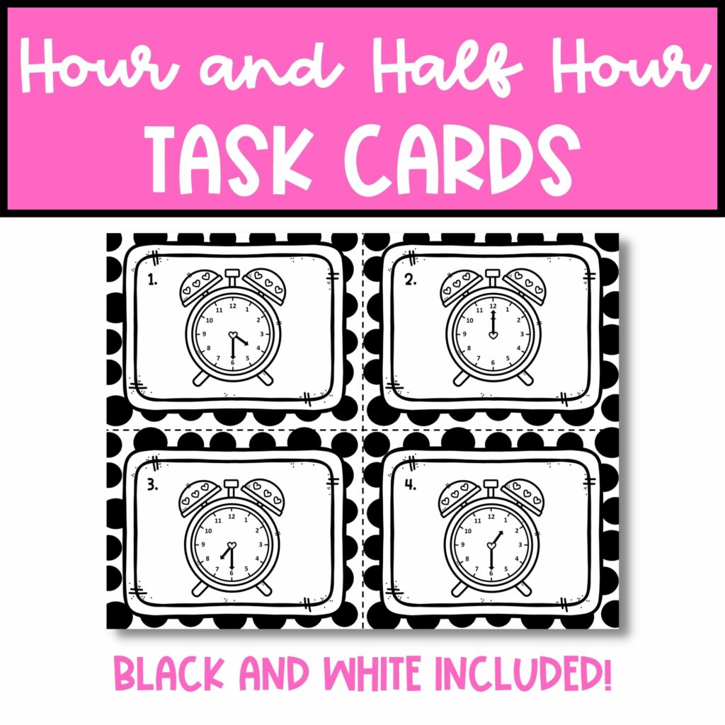 Telling Time to the Hour and Half Hour Task Cards and Math Center ...
