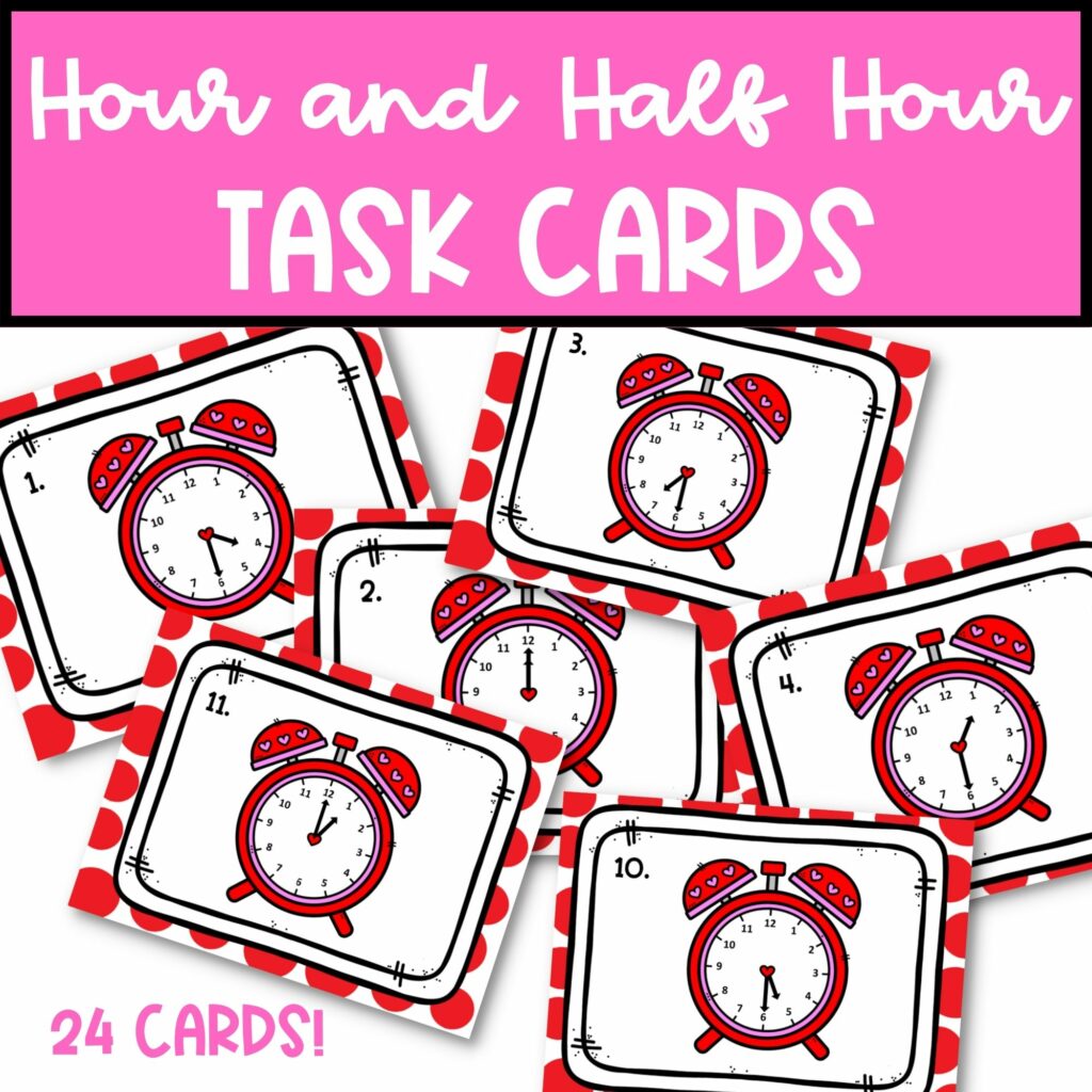 Telling Time to the Hour and Half Hour Task Cards and Math Center ...