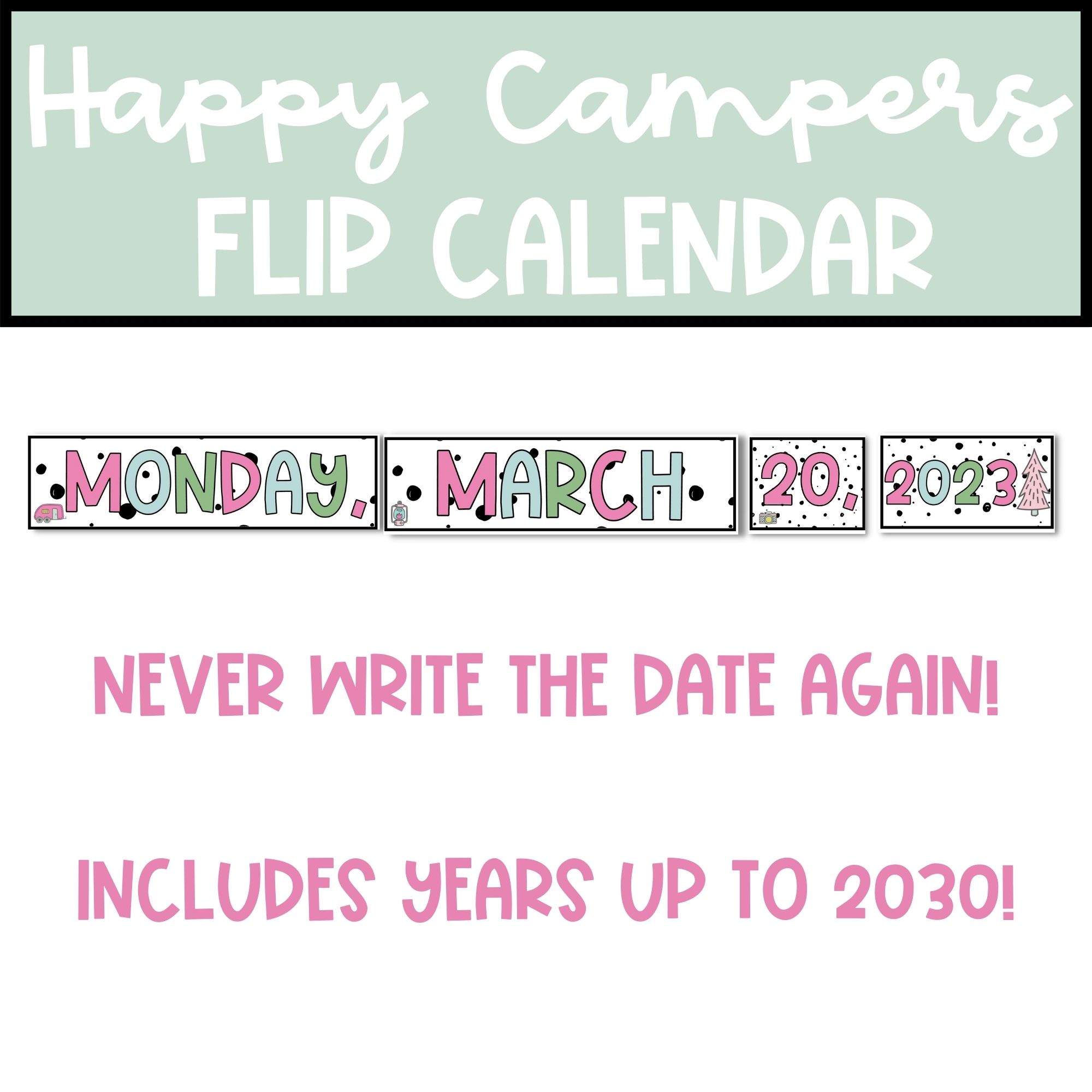 Happy Campers Classroom Decor: Flip Calendar | Made By Teachers