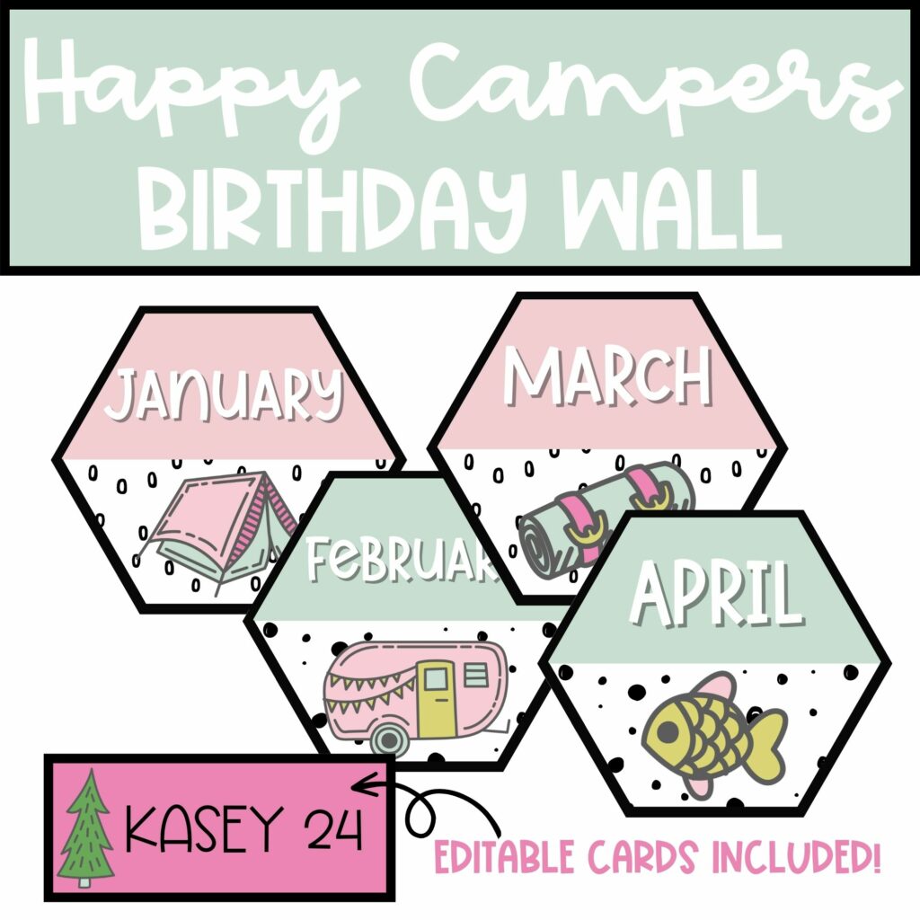 Happy Campers Classroom Decor: EDITABLE Birthday Wall Display | Made By ...