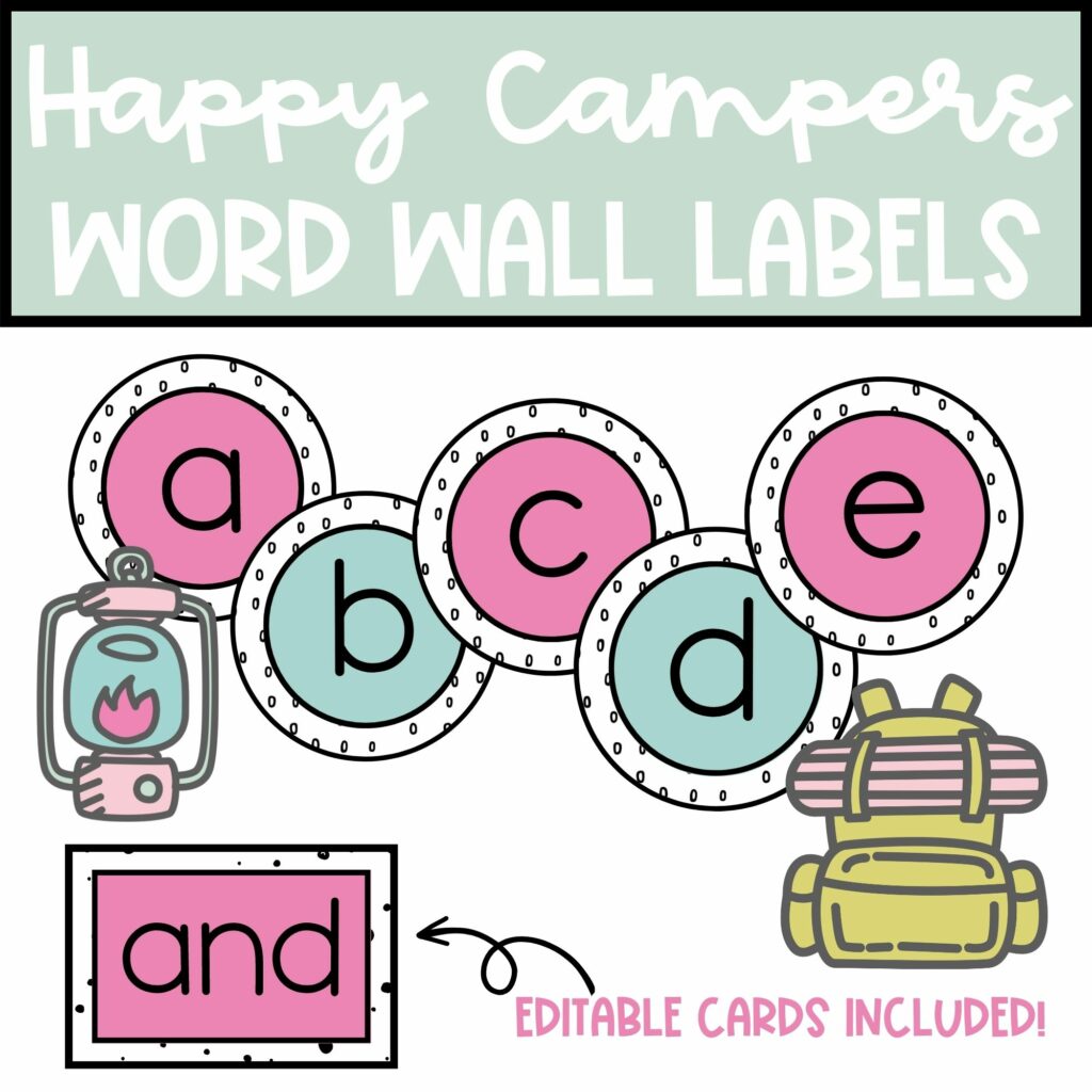 Happy Campers Classroom Decor: EDITABLE Word Wall Labels | Made By Teachers