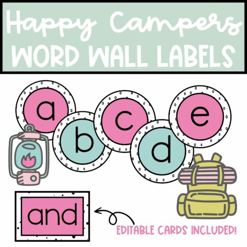 Happy Campers Classroom Decor: EDITABLE Word Wall Labels | Made By Teachers