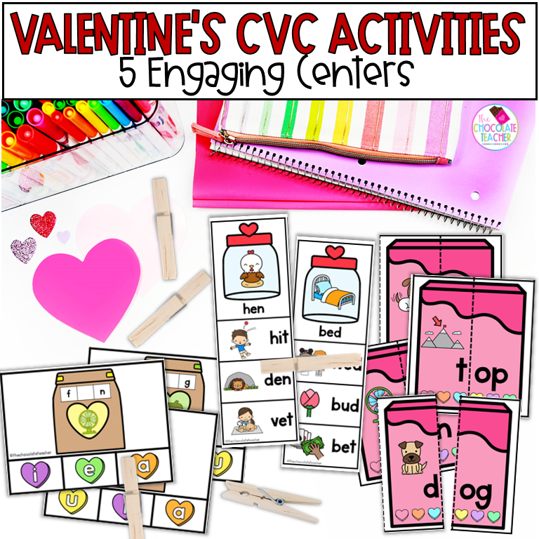 CVC Words - Phonics Practice - Word Families - Rhyming - Valentine's ...