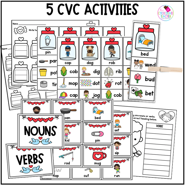 CVC Words - Phonics Practice - Word Families - Rhyming - Valentine's ...