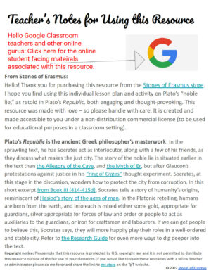 The Noble Lie from Plato's Republic Philosophy in the Classroom Series ...