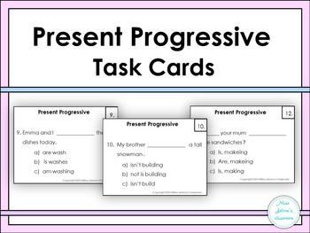 Present Progressive Task Cards | Made By Teachers