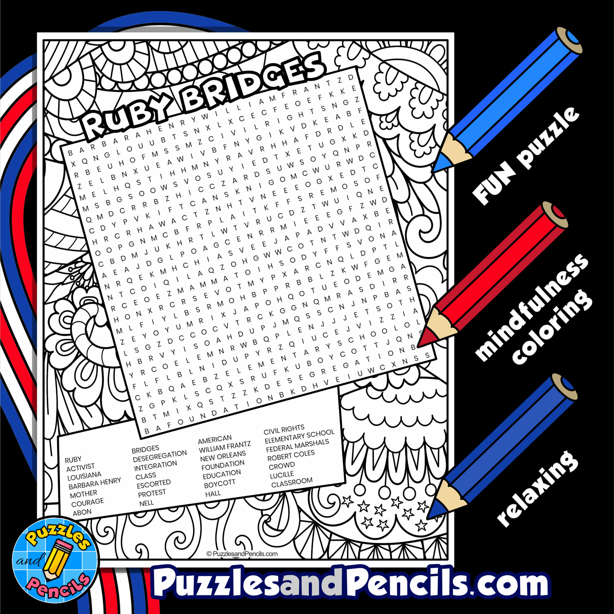 Ruby Bridges Word Search Puzzle Activity Page | Black History Month ...