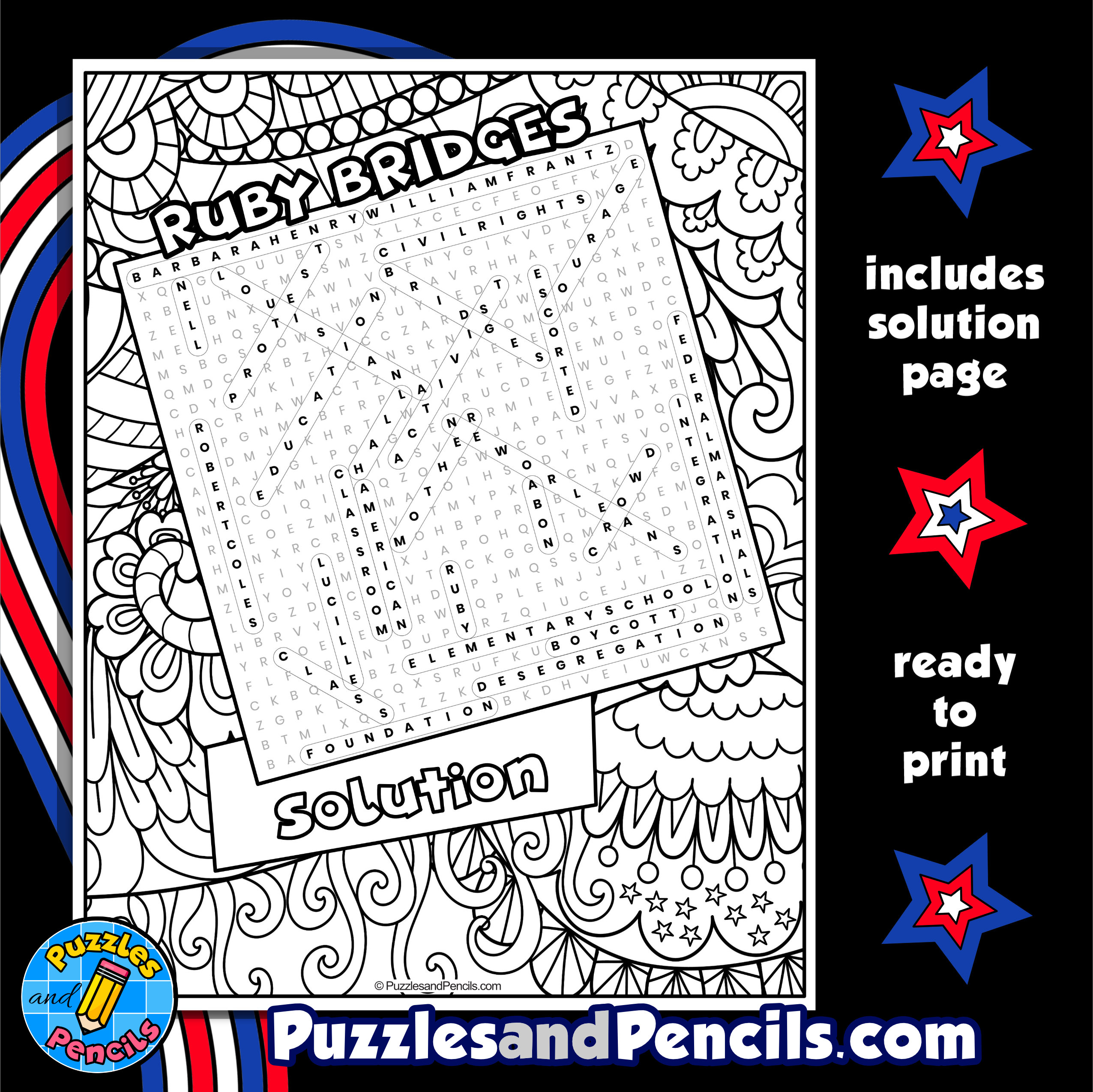 Ruby Bridges Word Search Puzzle Activity Page | Black History Month ...