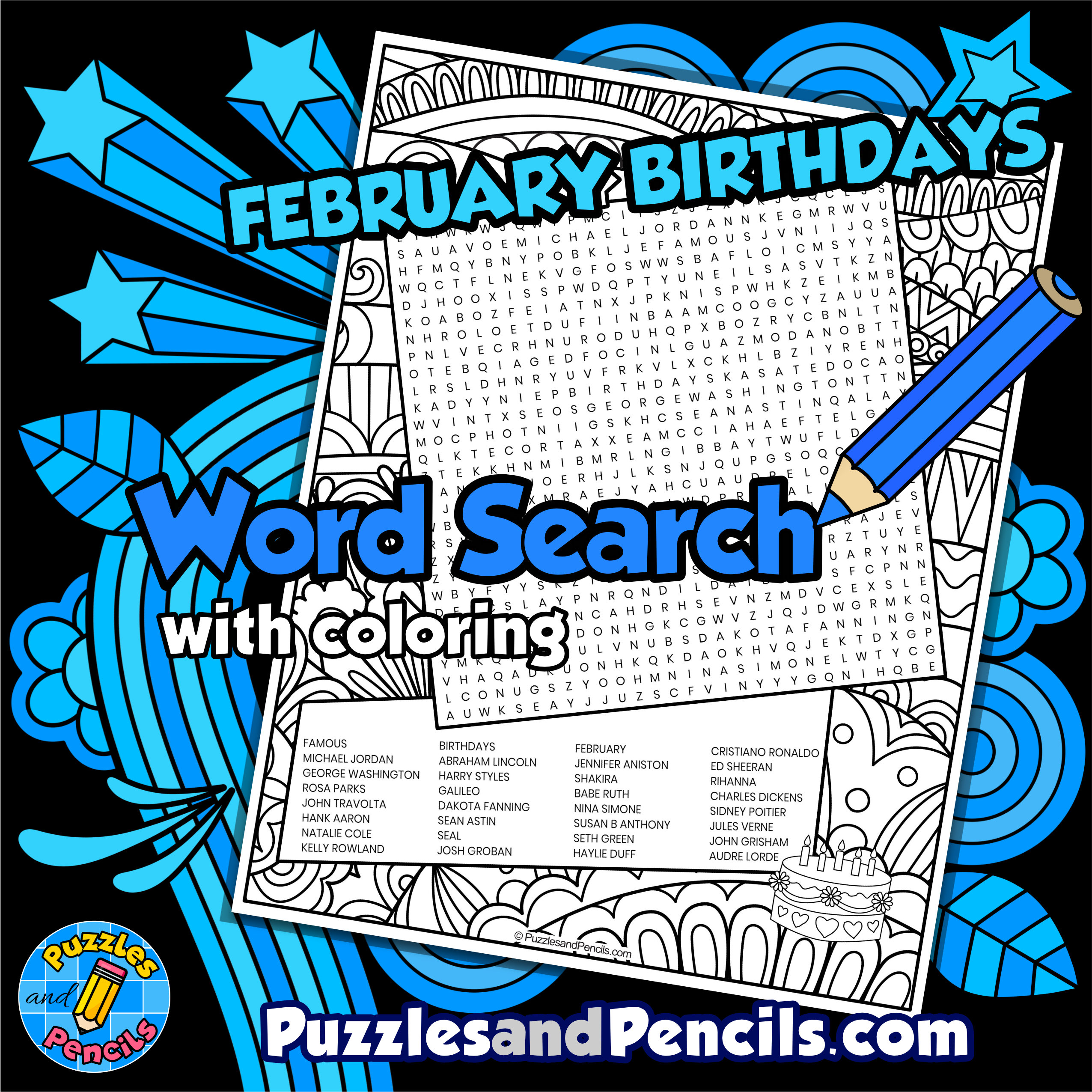 Famous February Birthdays Word Search Puzzle Activity Page with ...